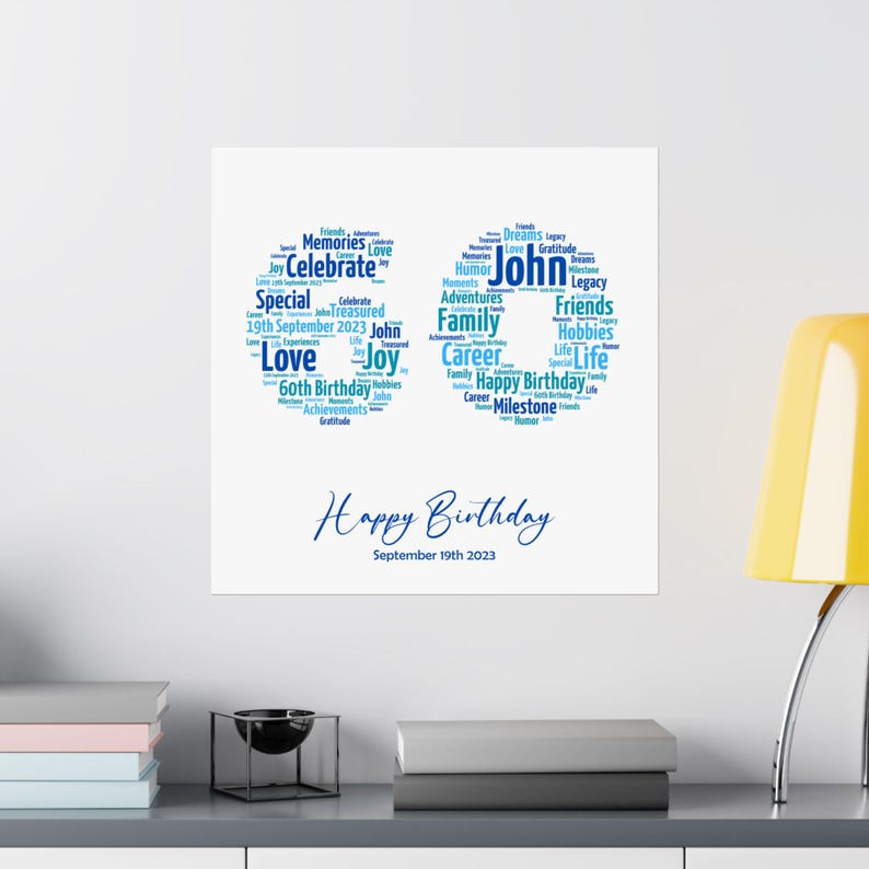 Personalized 60th Birthday Word Art | Custom Printable Art | Gift Idea ...