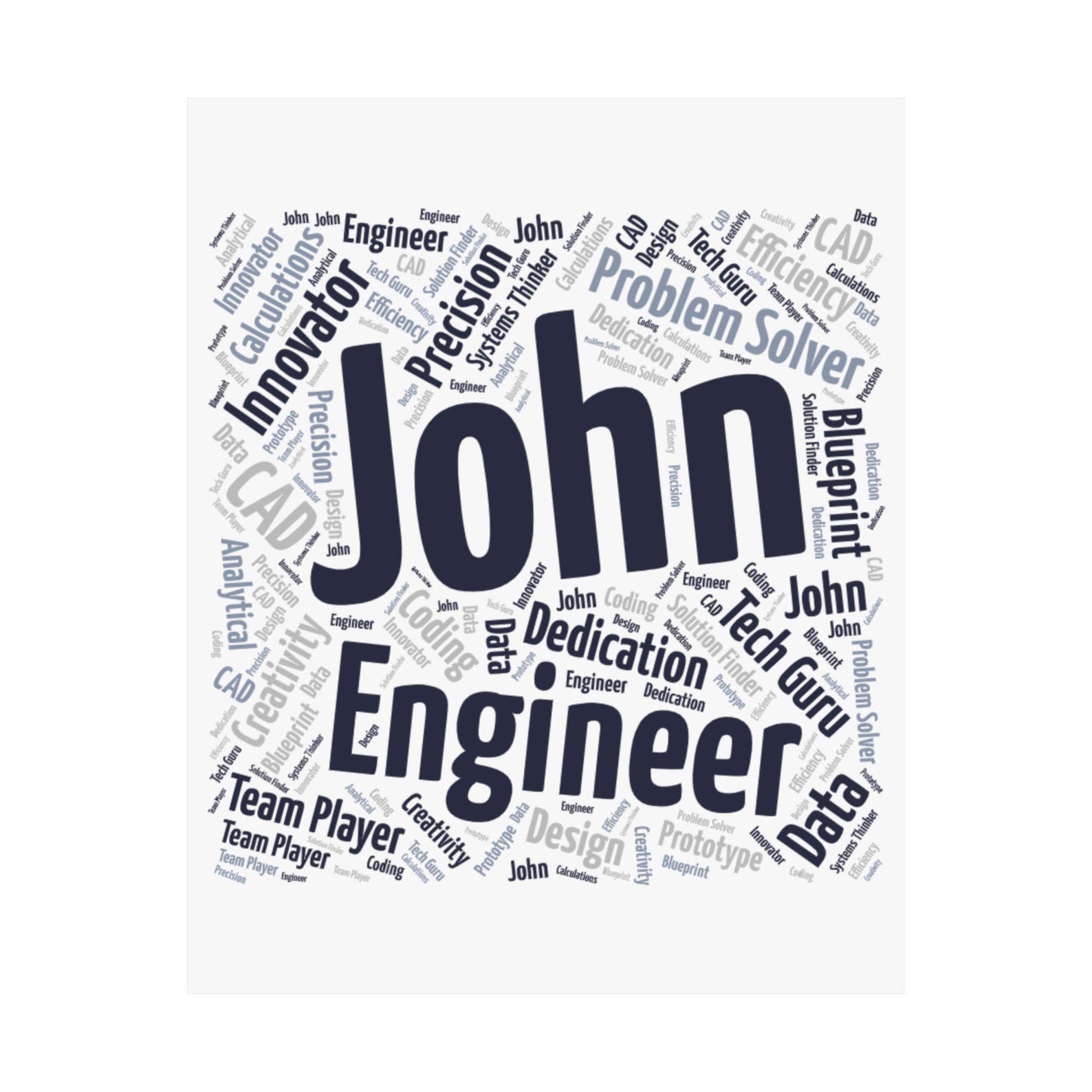 Personalized Engineer Print Word Art - Perfect Gift for Engineers ...