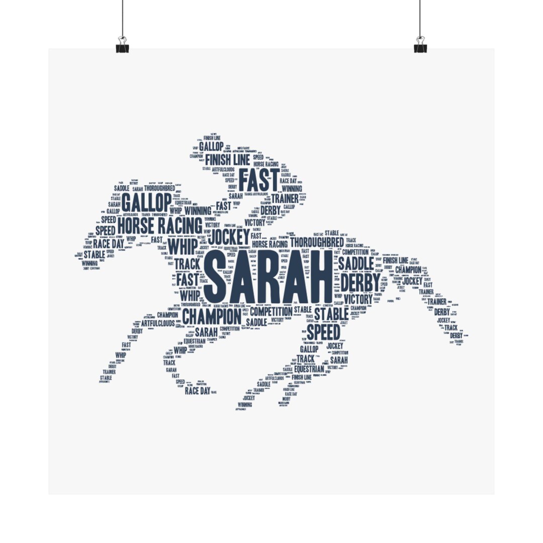Personalized Race Horse and Jockey Word Cloud Art Gift - Custom Word ...
