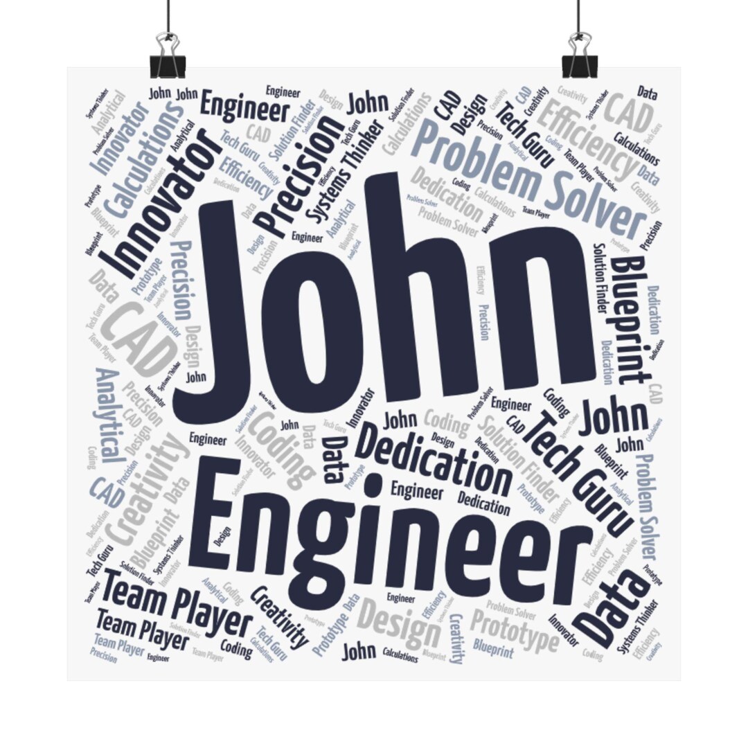 Personalized Engineer Print Word Art - Perfect Gift for Engineers ...