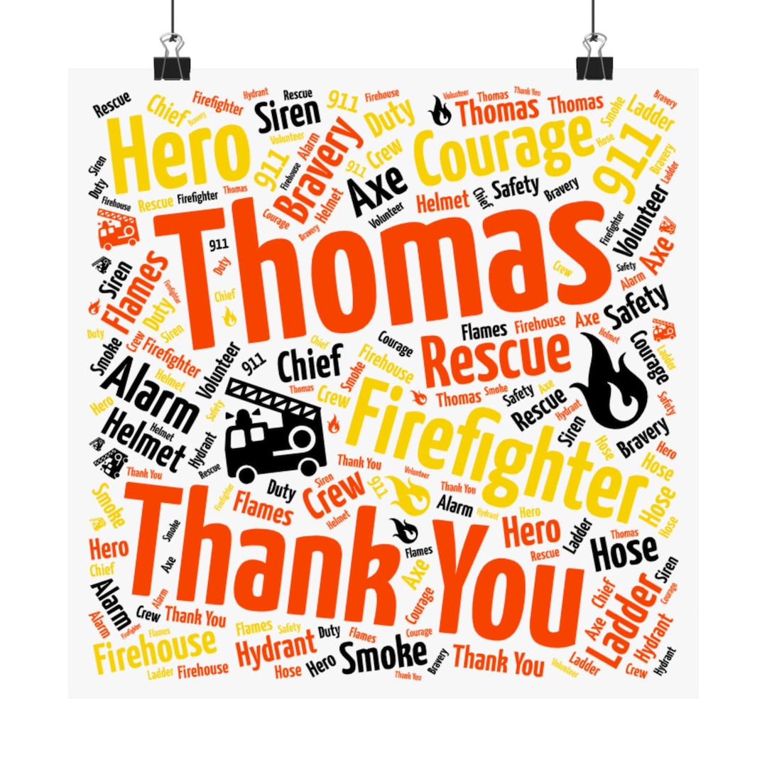 Personalized Firefighter Word Art Print - Perfect Gift for Firefighter ...