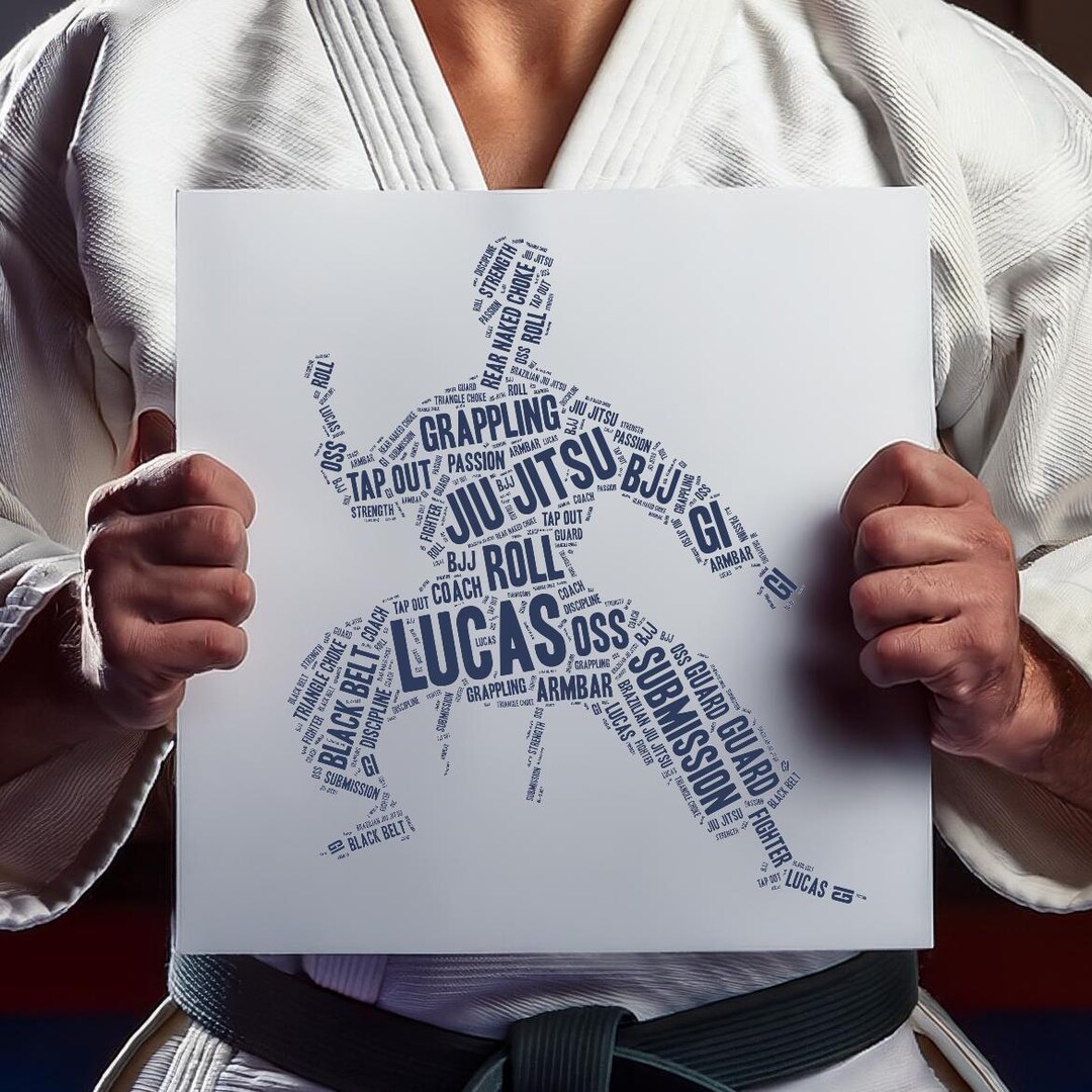 Personalized Jiu Jitsu Word Art Print Poster Gift for Martial Arts ...