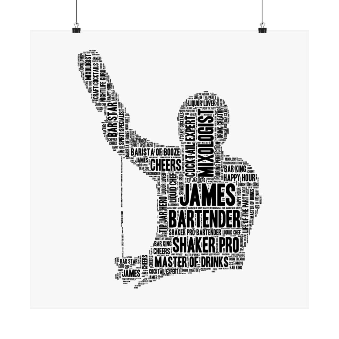 Personalized Bartender Text Wall Art Print Gift Custom Word Art ...