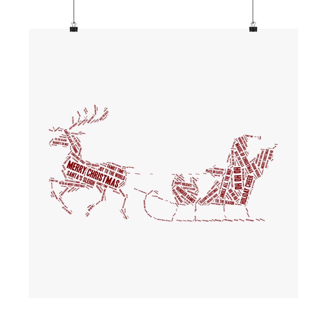 Personalized Santa Sleigh Reindeer Word Art Printable Poster Gift ...