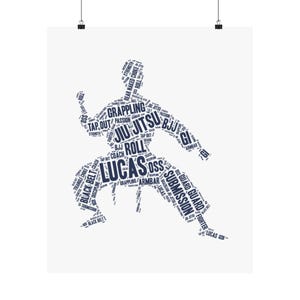 Personalized Jiu Jitsu Word Art Print Poster Gift for Martial Arts ...
