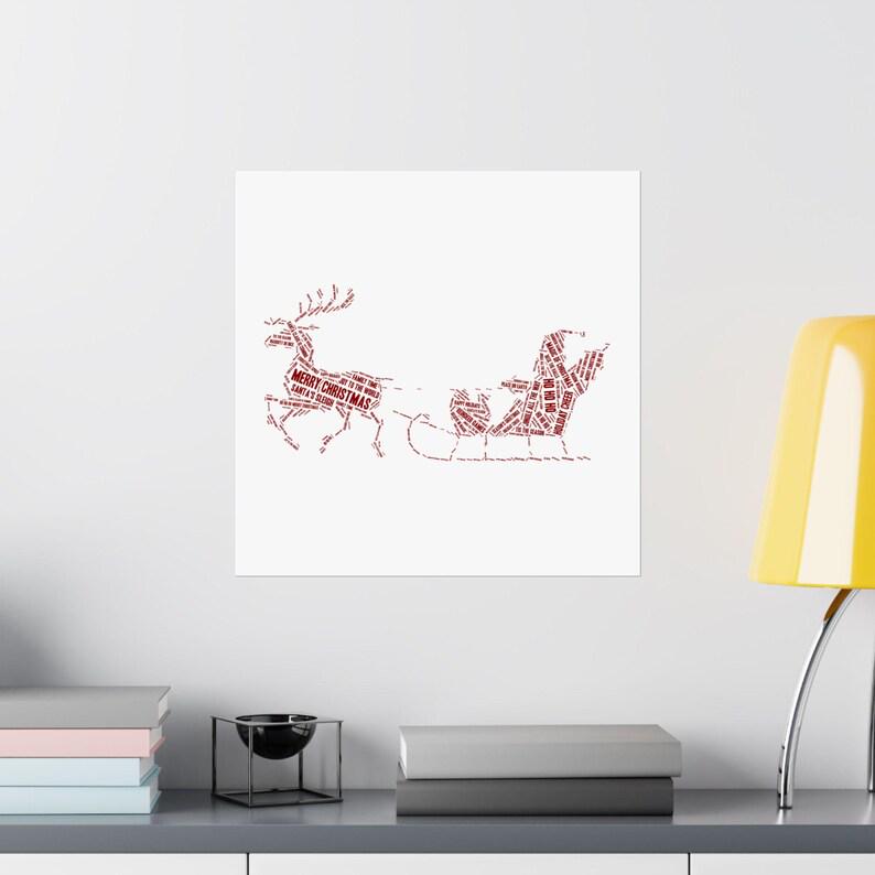 Personalized Santa Sleigh Reindeer Word Art Printable Poster Gift ...