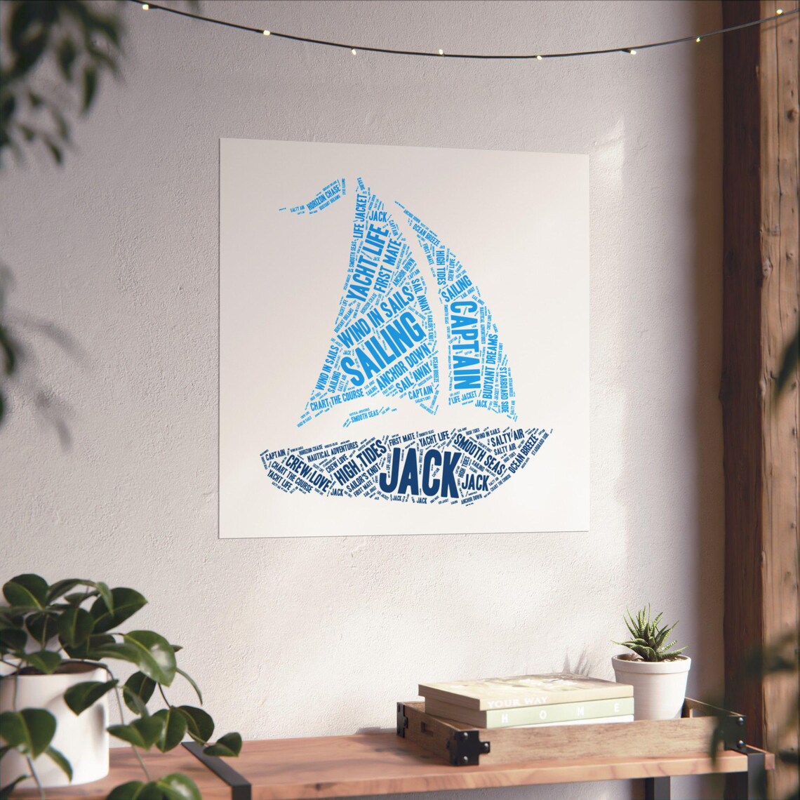 Personalized Sailboat Word Art Printable Poster Gift | Custom Sailing ...