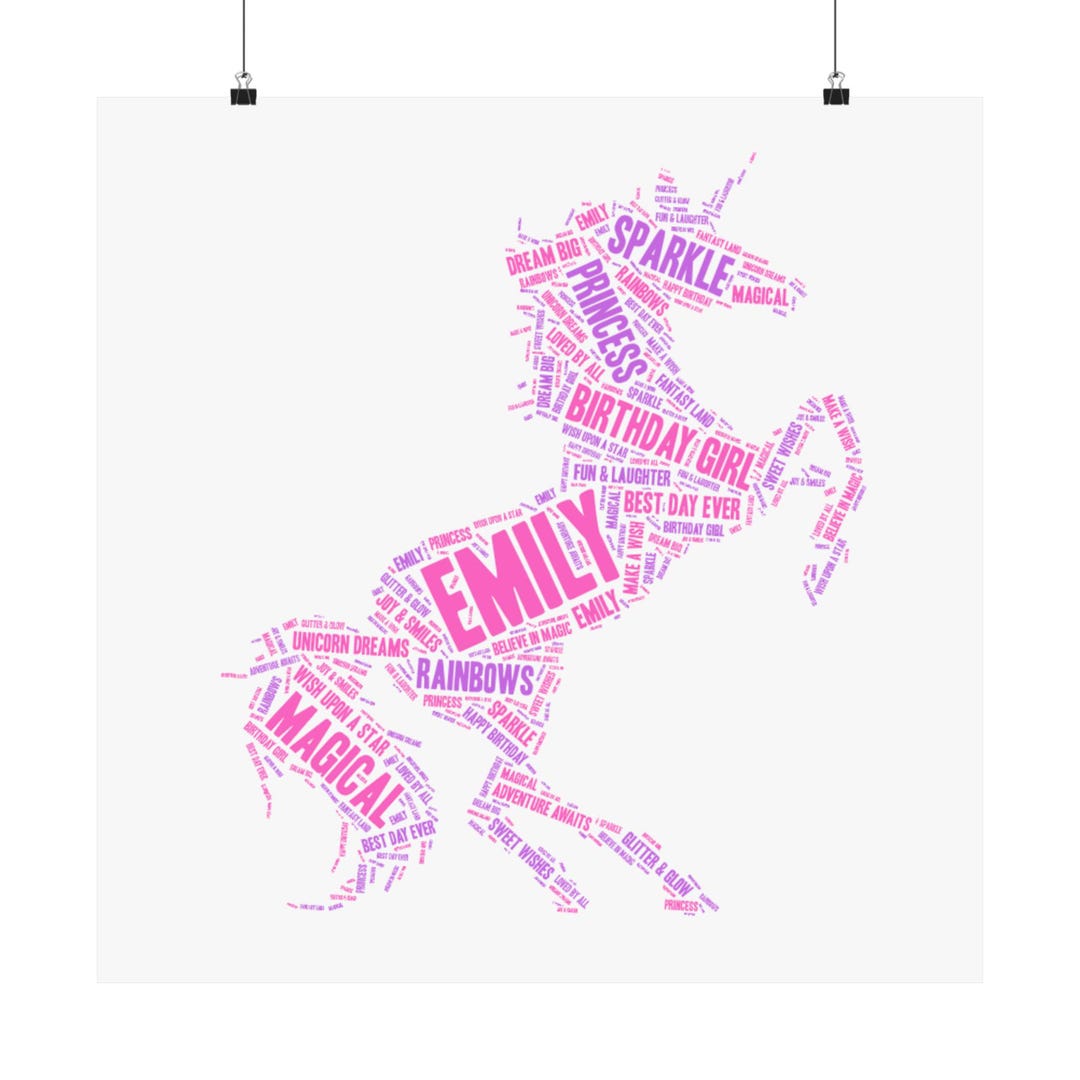 Personalized Unicorn Word Art - Custom Birthday Gift Print for Kids - Etsy
