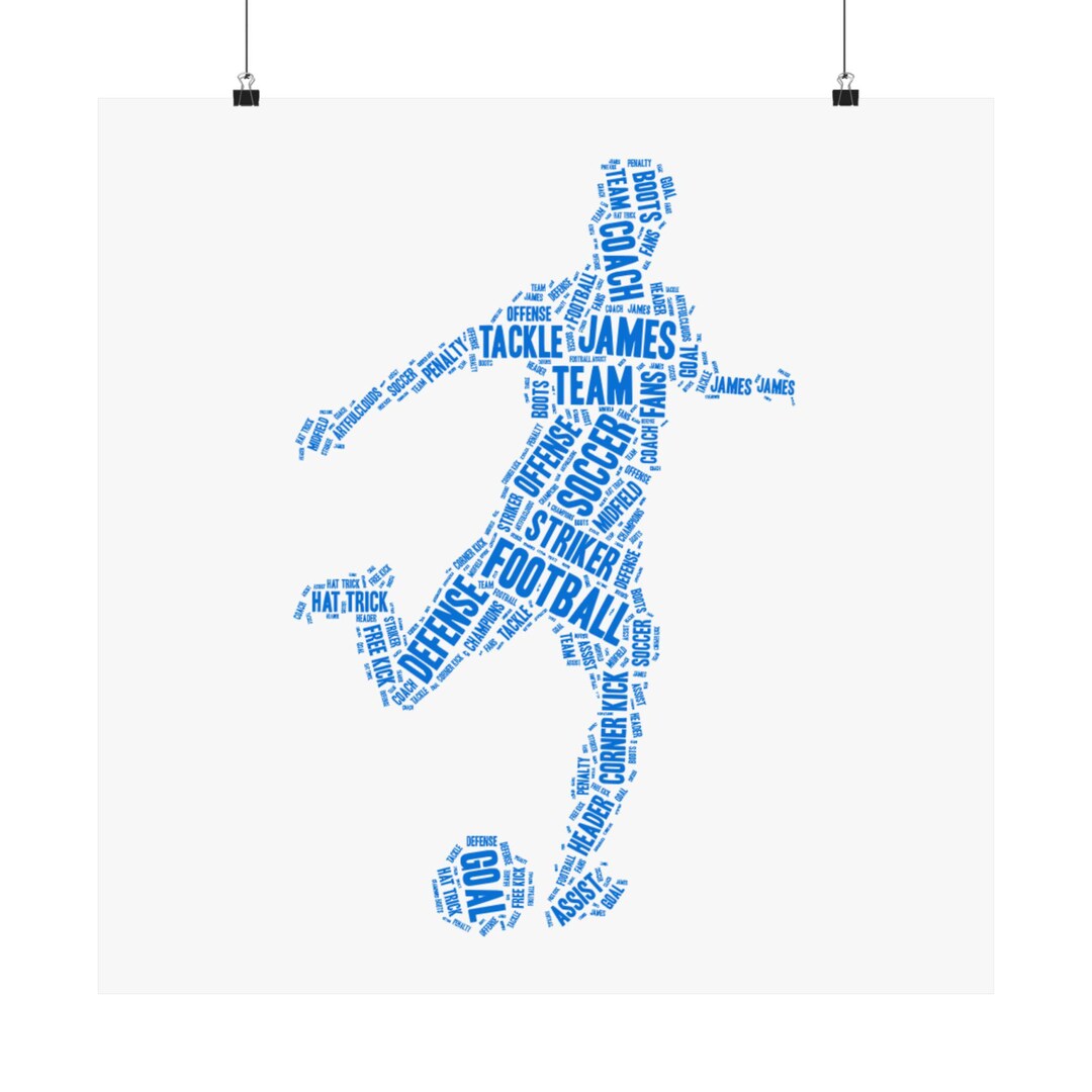 Personalized Word Art With Soccer Player, Custom Football Wall Art ...