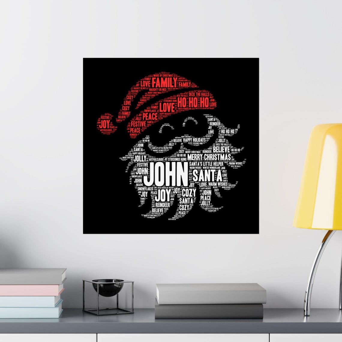 Personalized Christmas Word Cloud Santa Claus Poster, Digital Download ...