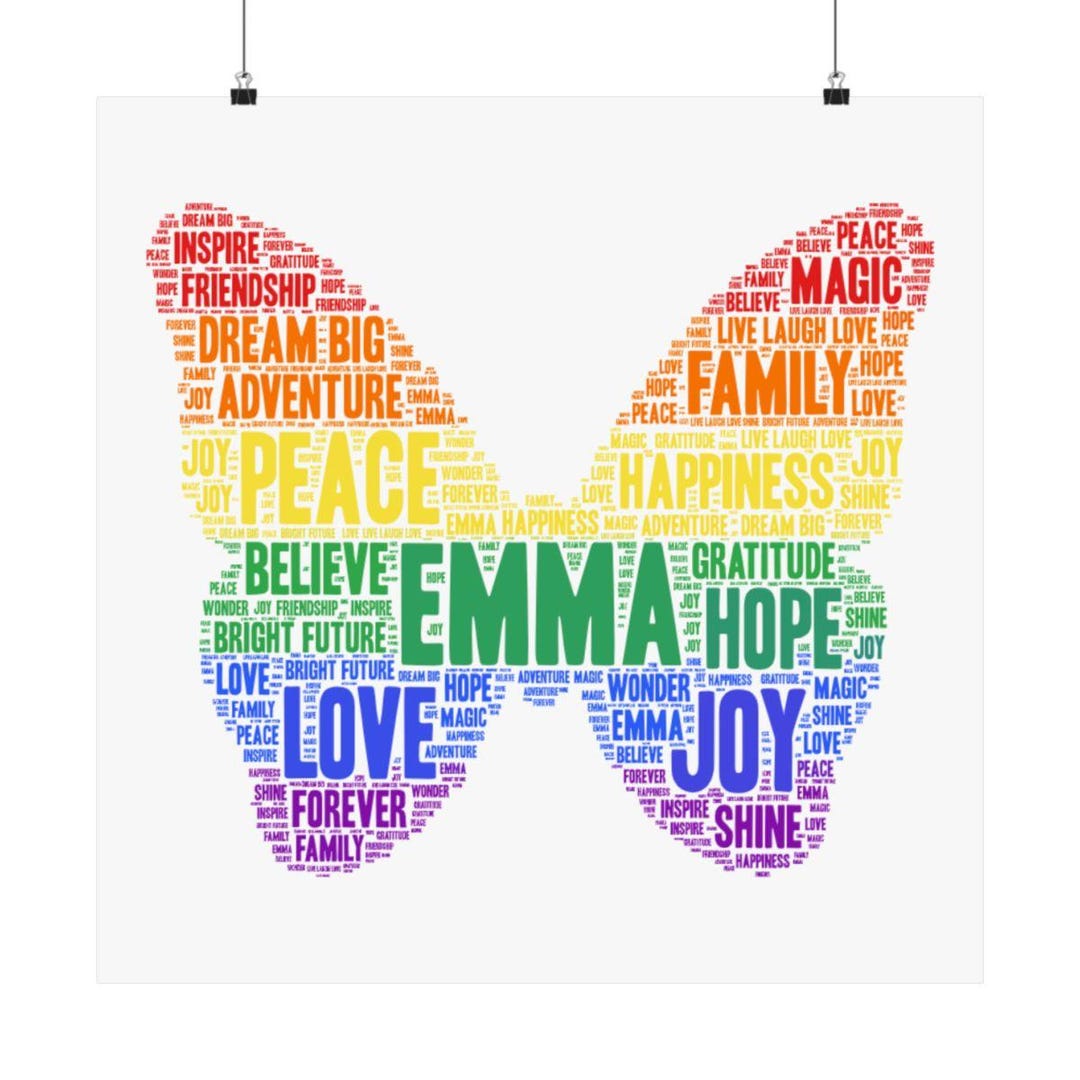 Personalized Butterfly Rainbow Word Art Print - Custom Gift for Her ...