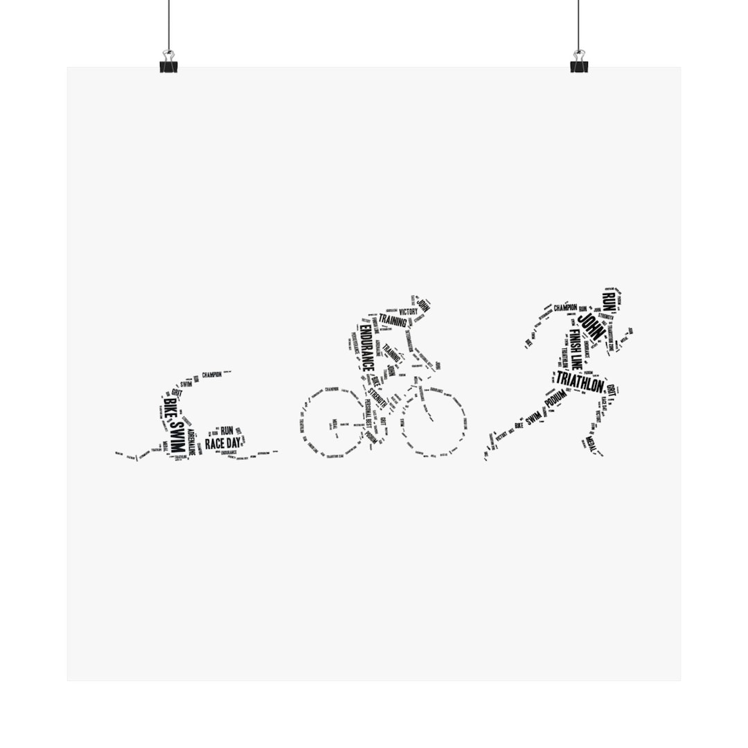 Personalized Triathlon Word Art Print - Custom Gift for Triathletes ...