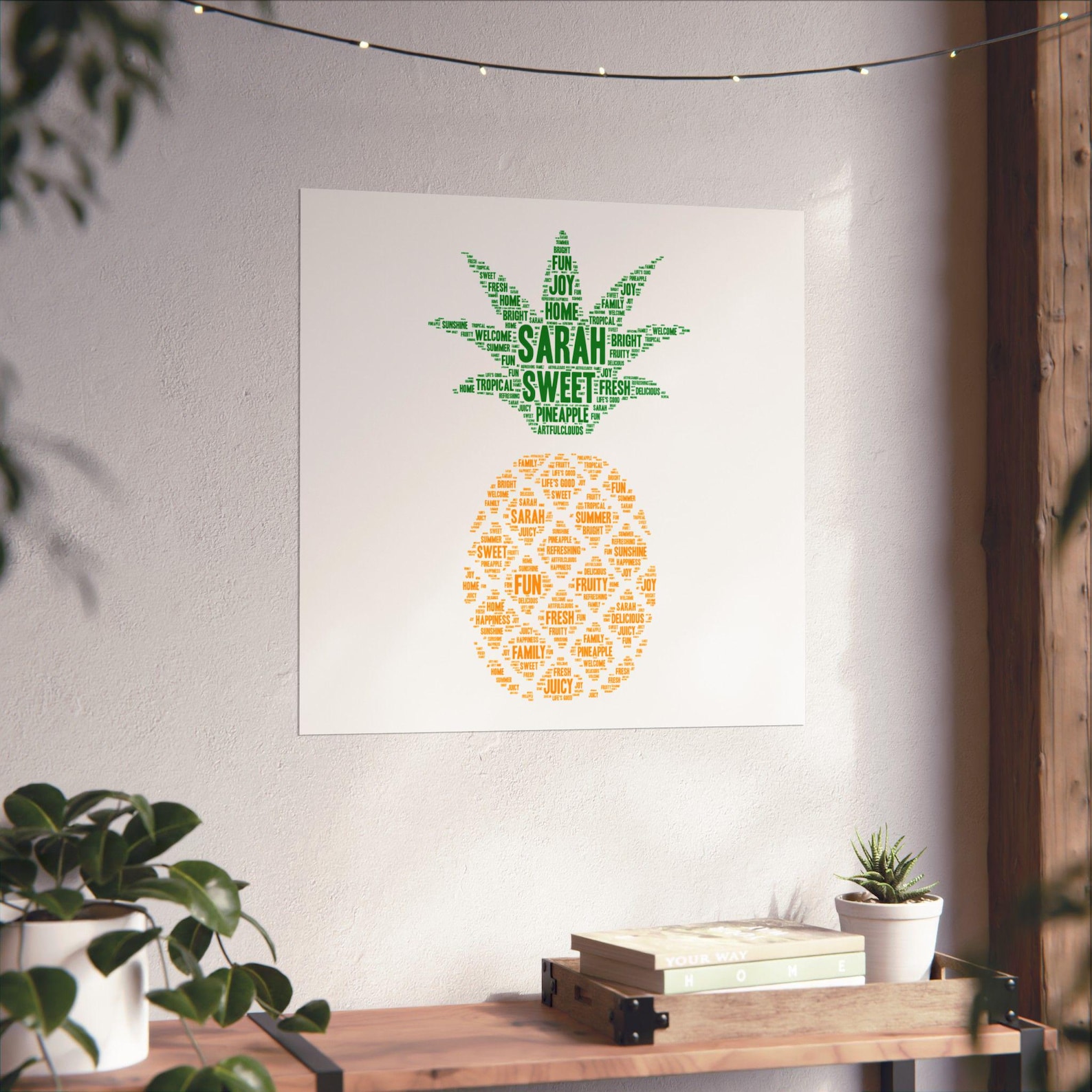 Personalized Pineapple Word Art Print - Custom Gift for Housewarming ...