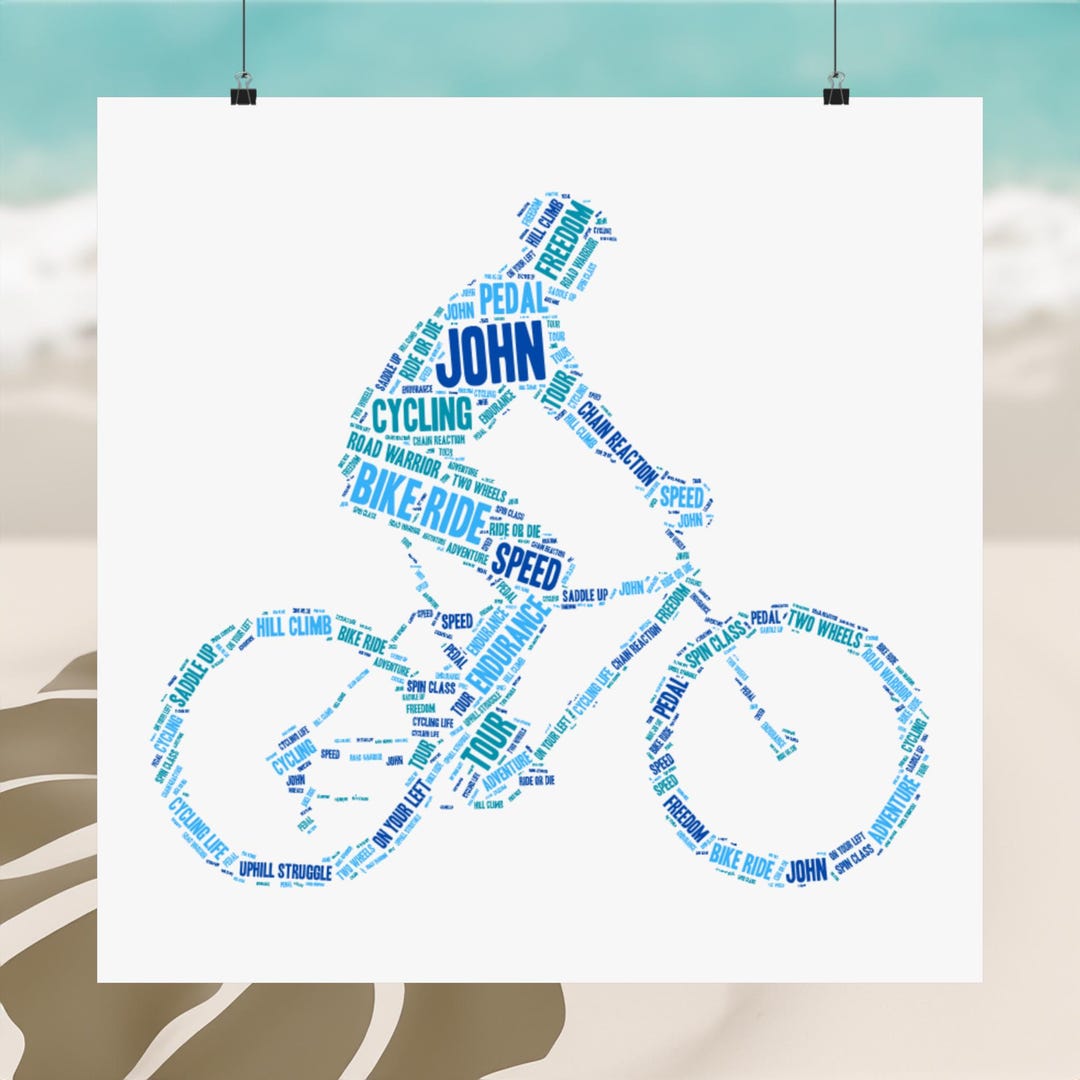 Personalized Bicycle Word Art Printable Poster Gift | Cycling Bike ...