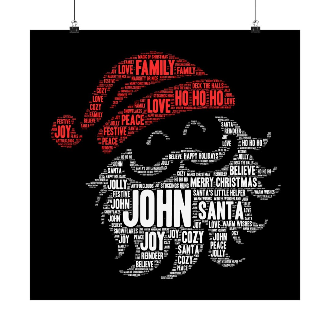 Personalized Christmas Word Cloud Santa Claus Poster, Digital Download ...