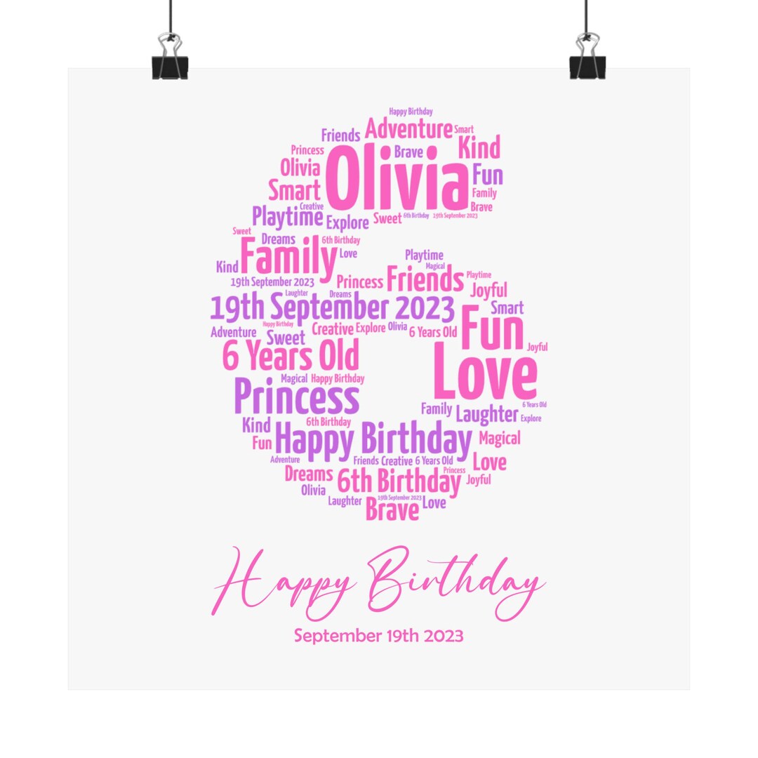 Personalized 6th Birthday Gift for Girls - Custom Wall Art Milestone ...