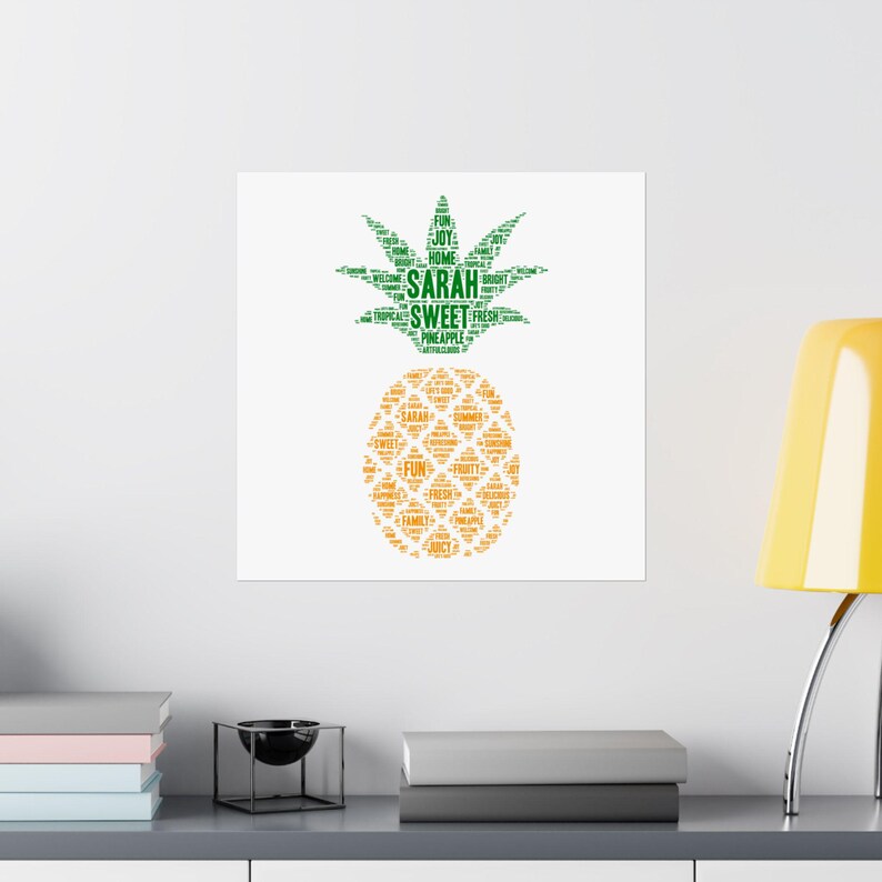 Personalized Pineapple Word Art Print Custom Gift for Housewarming ...