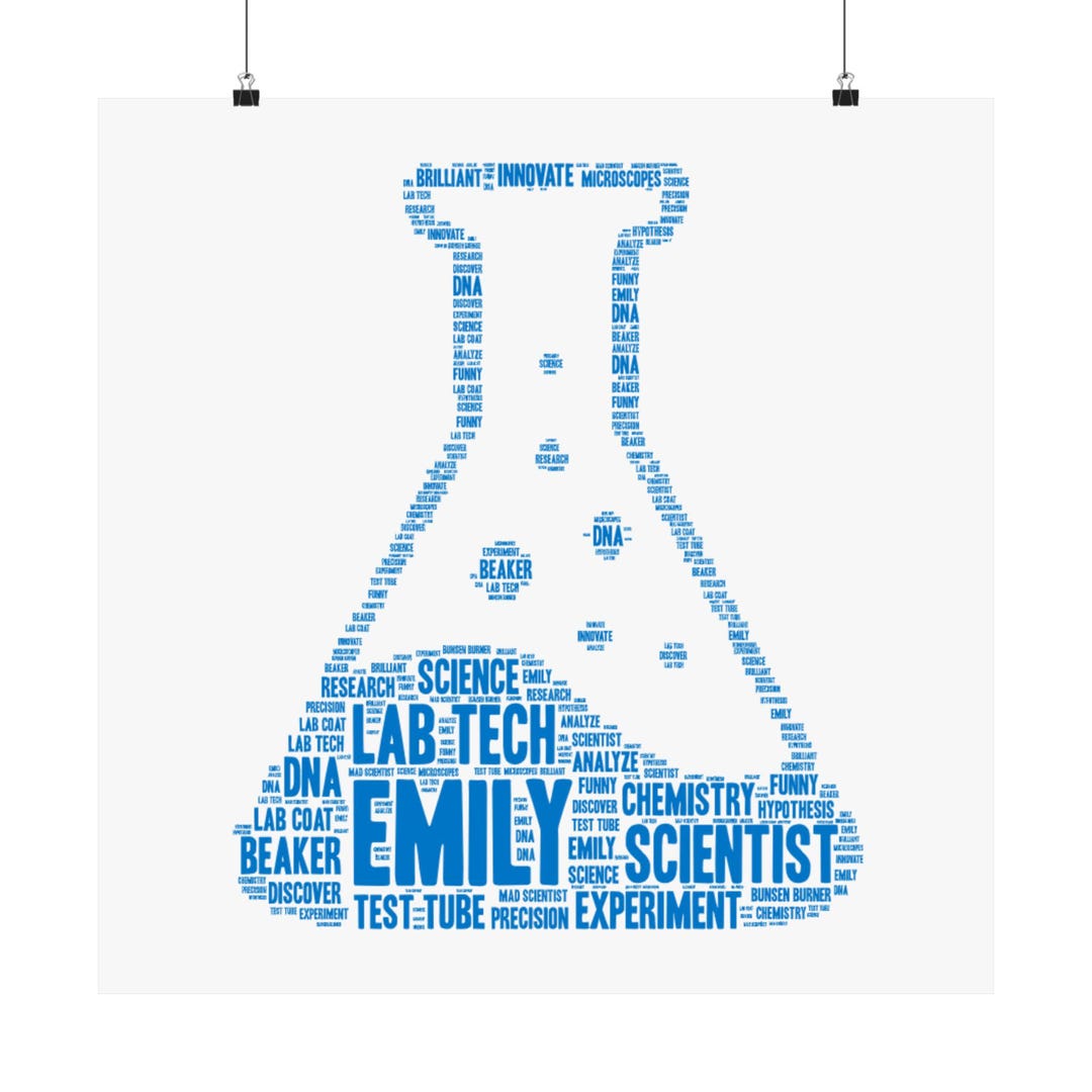 Personalized Scientist Word Art Gift - Custom Flask Chemistry Lab Tech ...