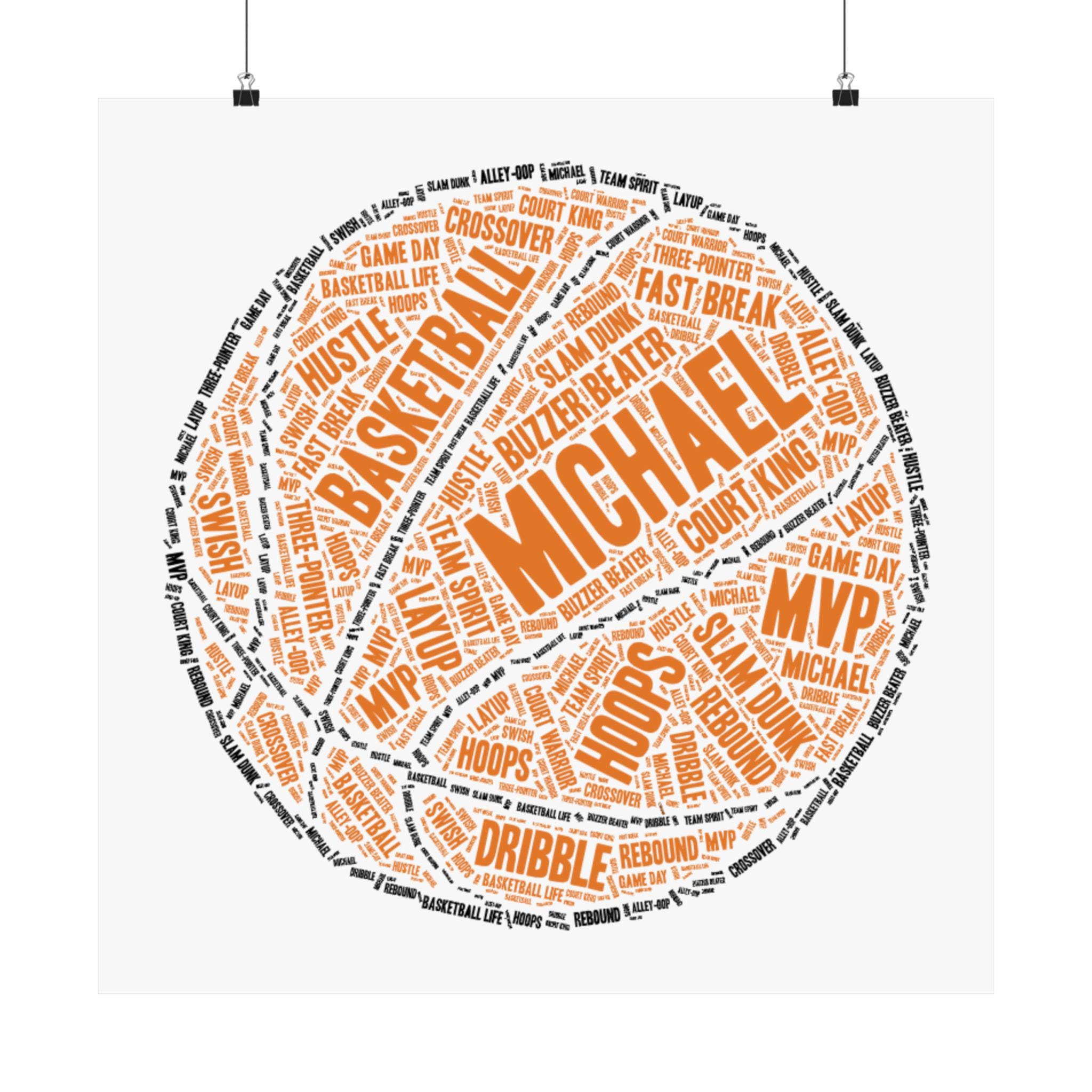 Personalized Basketball Ball Word Art Poster - Custom Gift for ...