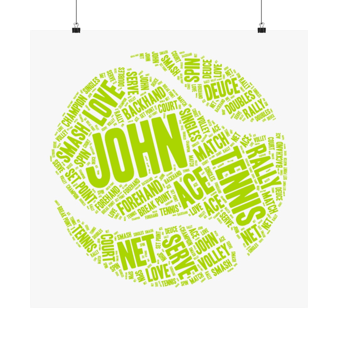 Personalized Tennis Player Gift - Custom Tennis Ball Word Art Print for ...