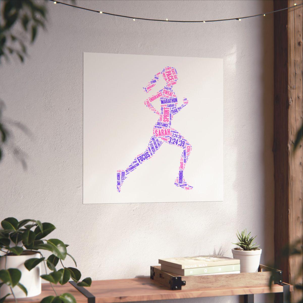 Personalized Running Girl Poster, Gift for Runners Word Art Print ...