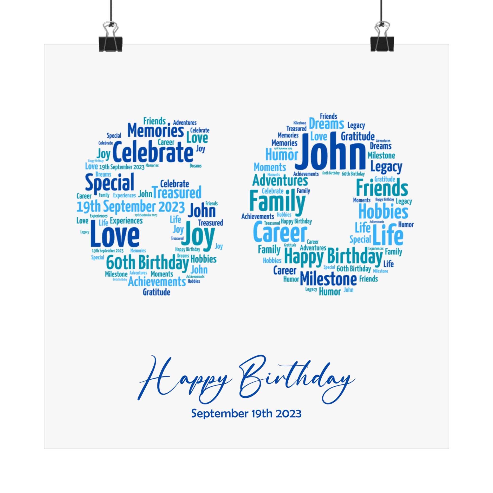 Personalized 60th Birthday Word Art | Custom Printable Art | Gift Idea ...