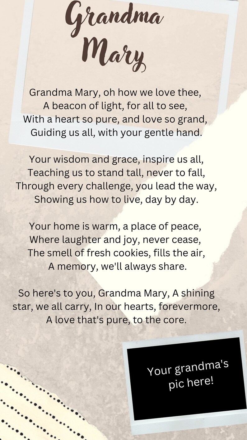 Personalized Poem Poetry for Grandparents, Mothers Day, Fathers Day ...