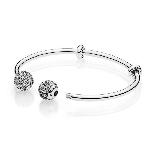 Pandora Moments Open Bangle Pave Caps Sterling Silver - Etsy