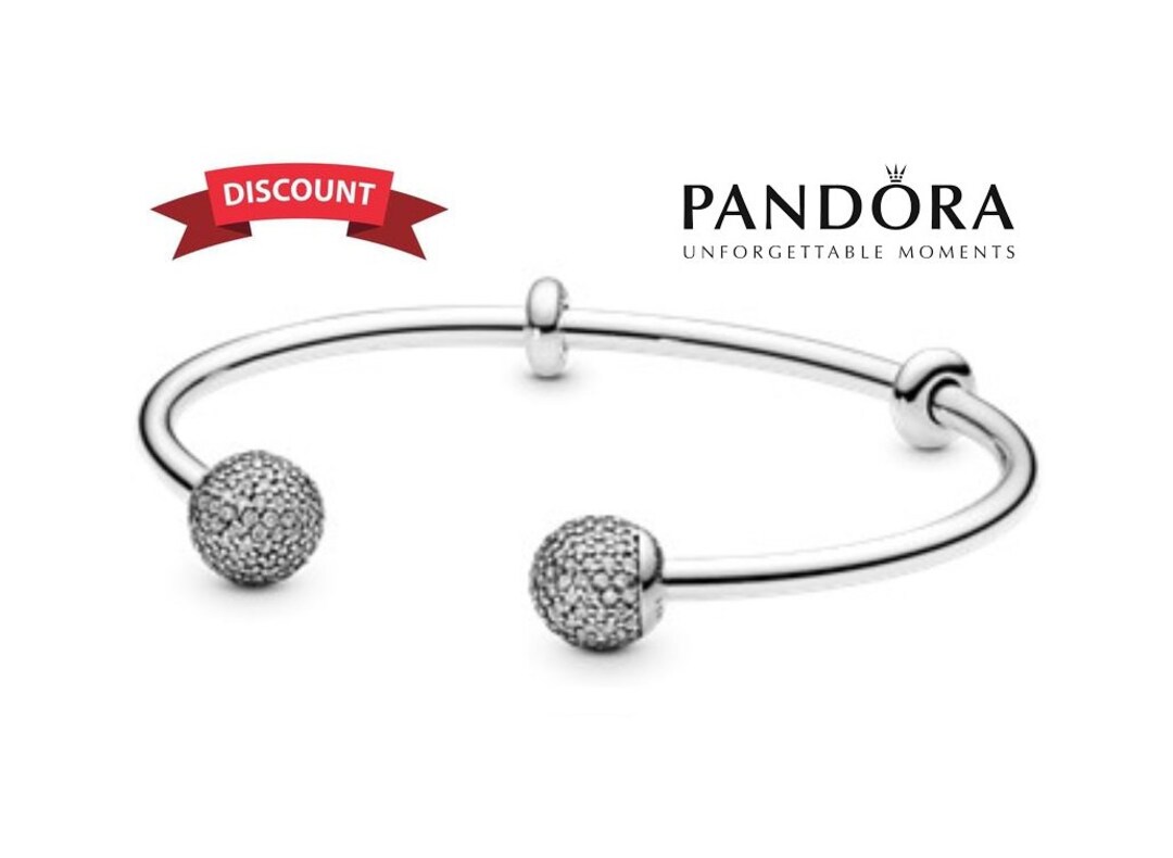 Pandora Moments Open Bangle Pave Caps Sterling Silver - Etsy