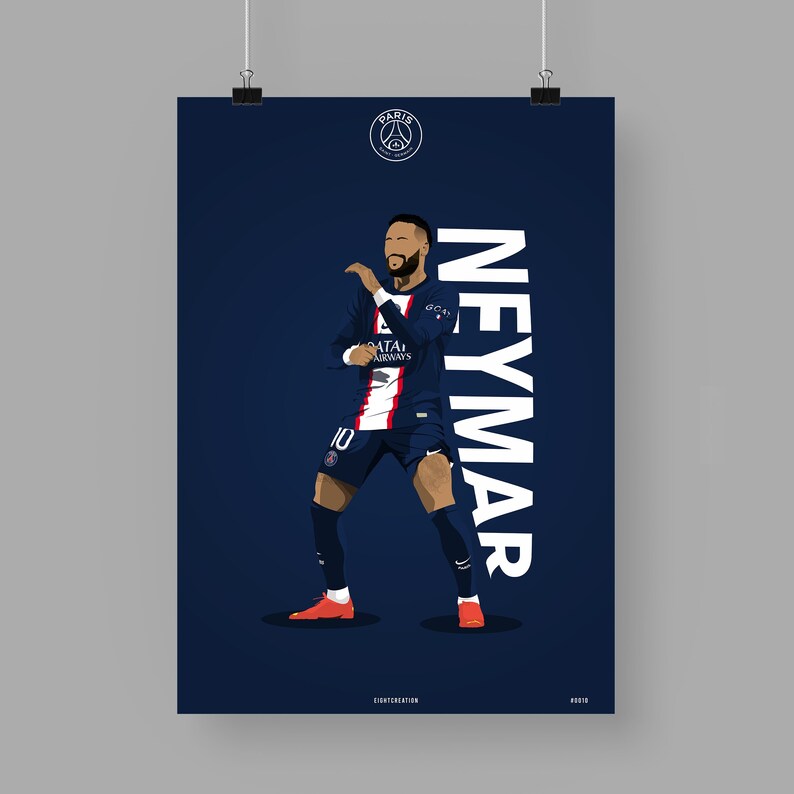Neymar Paris Saint Germain Poster Decoration Art Poster Football Paris ...