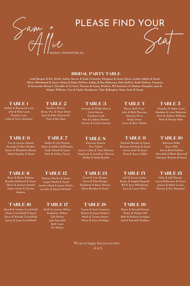 Seating Chart | Wedding | Canva Template | Dinner Seating Chart - Etsy