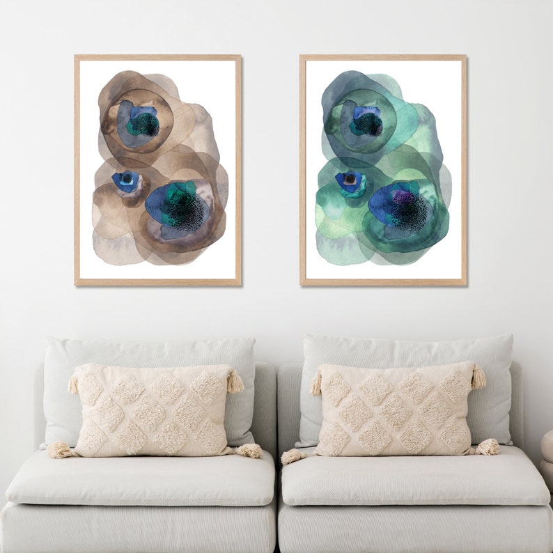 Watercolor Print, Abstract Art, Printable Wall Art, Green Modern Wall ...