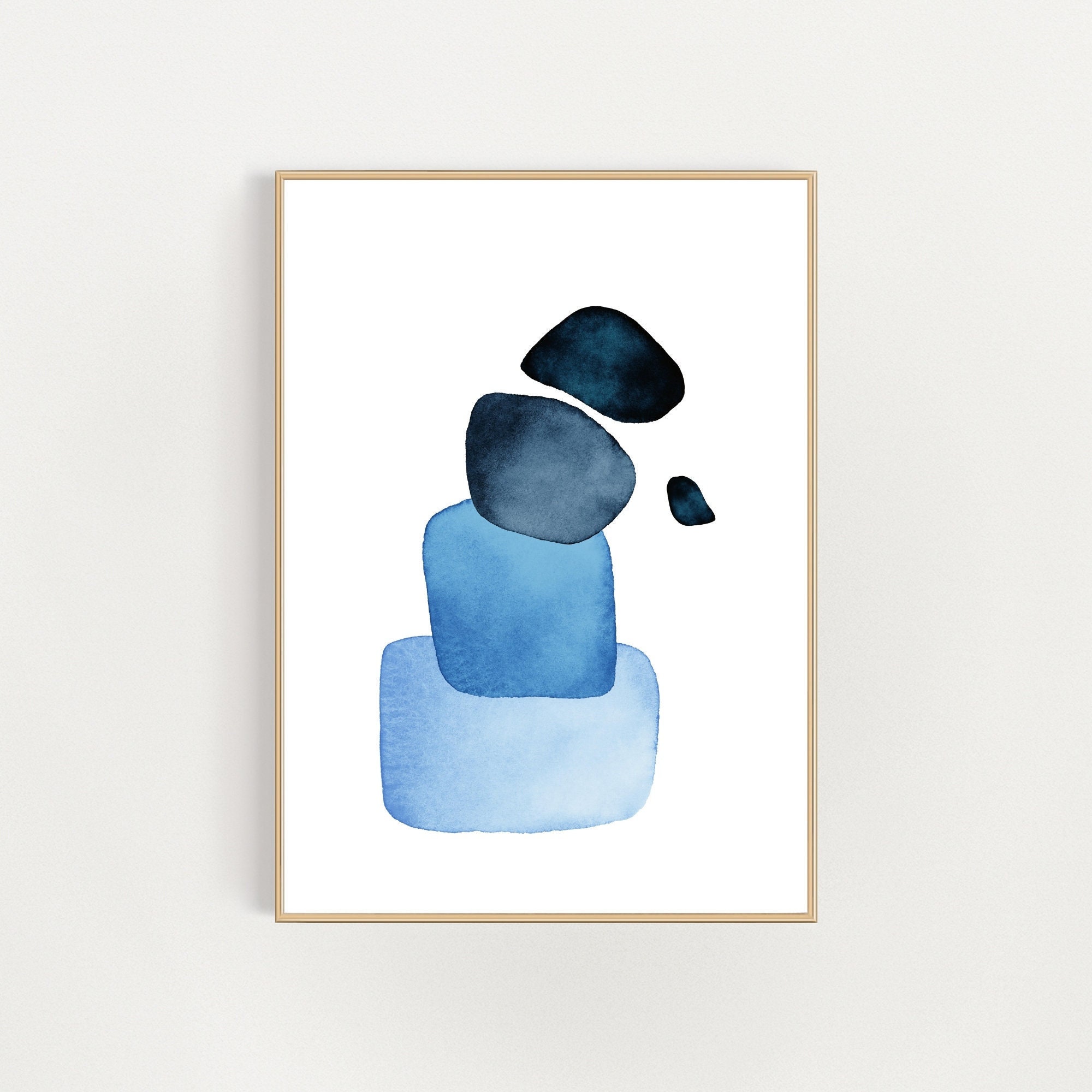 Printable Wall Art, Watercolor Print, Blue Abstract Artwork, Modern ...