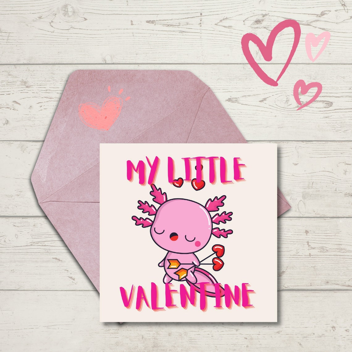 Axolotl Valentine Cards for Kids, 12 Cute Valentine Cards, Axolotl ...