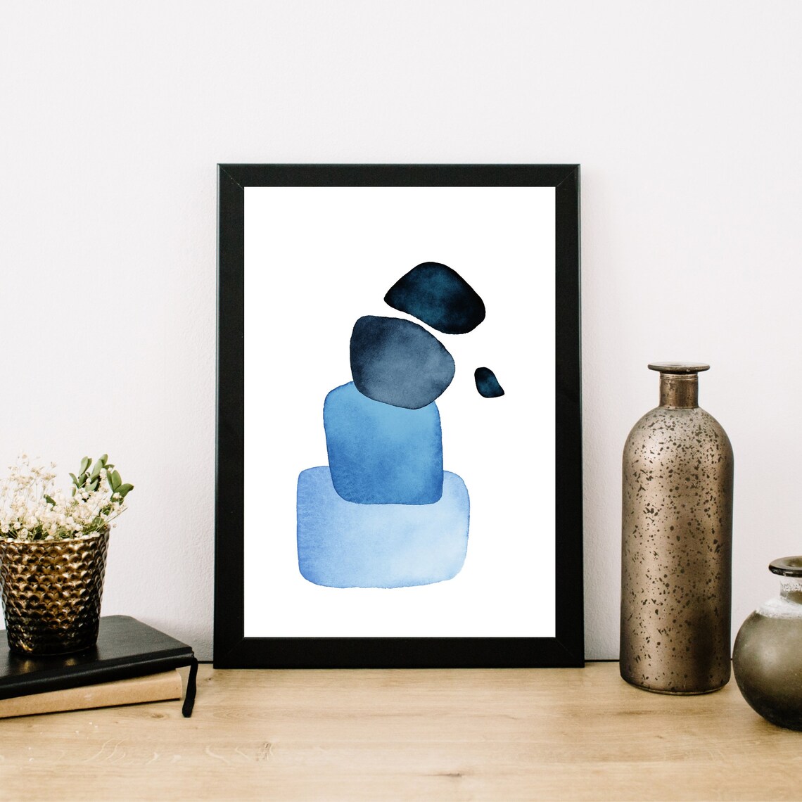 Printable Wall Art, Watercolor Print, Blue Abstract Artwork, Modern ...