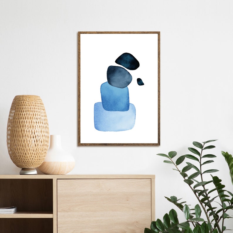 Printable Wall Art, Watercolor Print, Blue Abstract Artwork, Modern ...