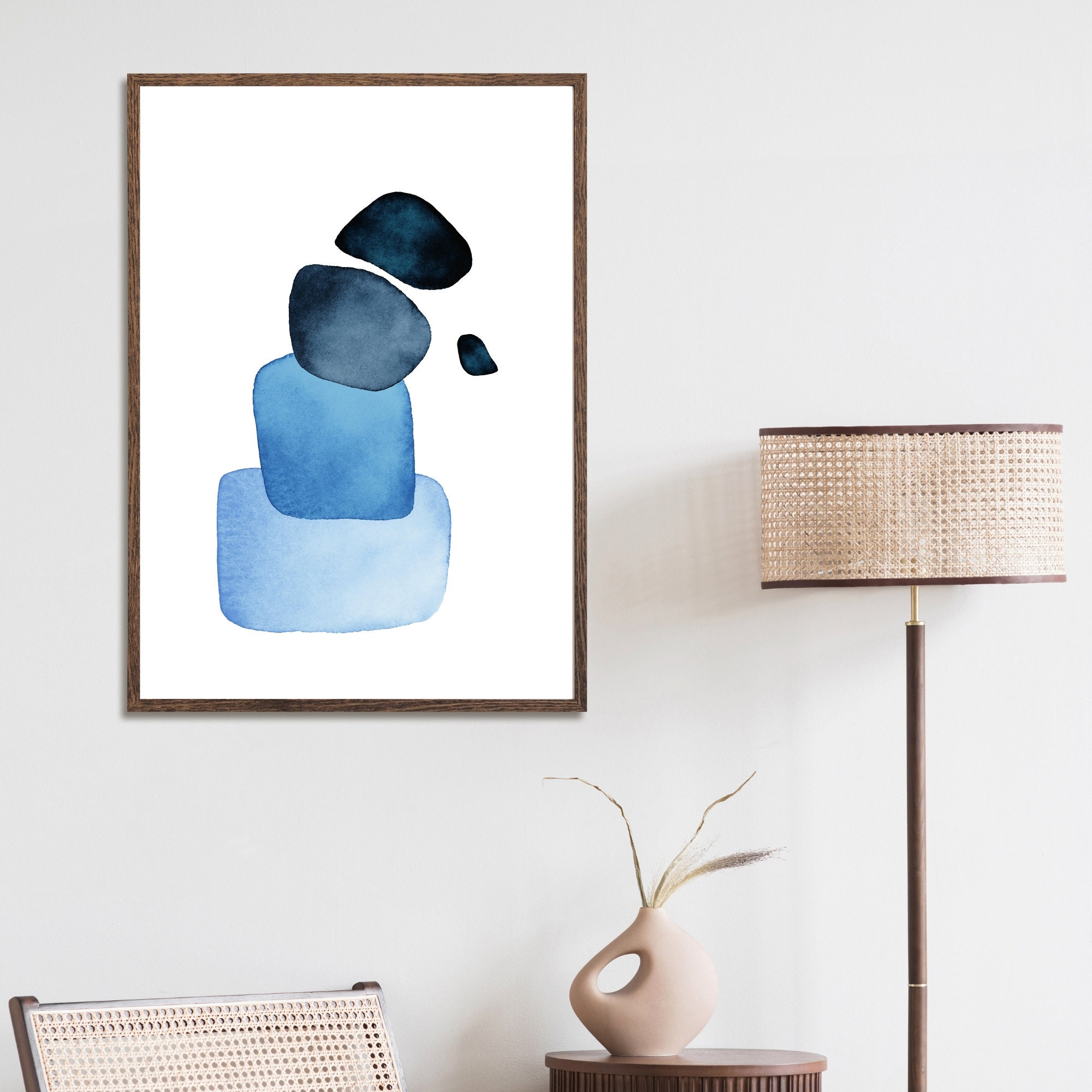 Printable Wall Art, Watercolor Print, Blue Abstract Artwork, Modern ...