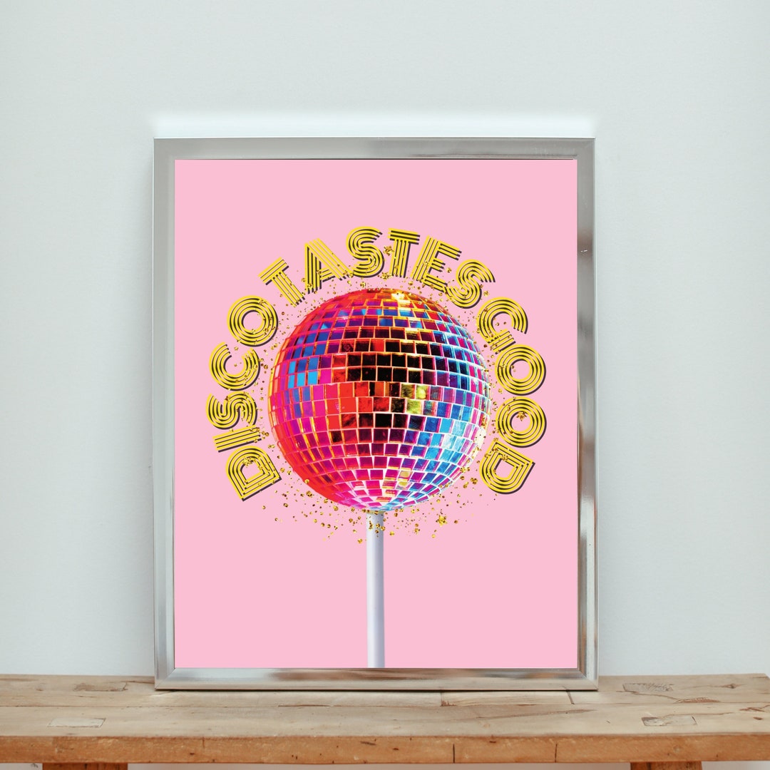 Disco Lollipop, Pink Disco Ball Poster, Girly Wall Print, Dorm Room ...