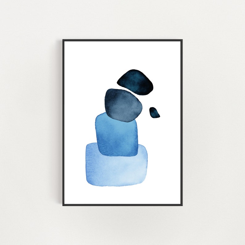 Printable Wall Art, Watercolor Print, Blue Abstract Artwork, Modern ...