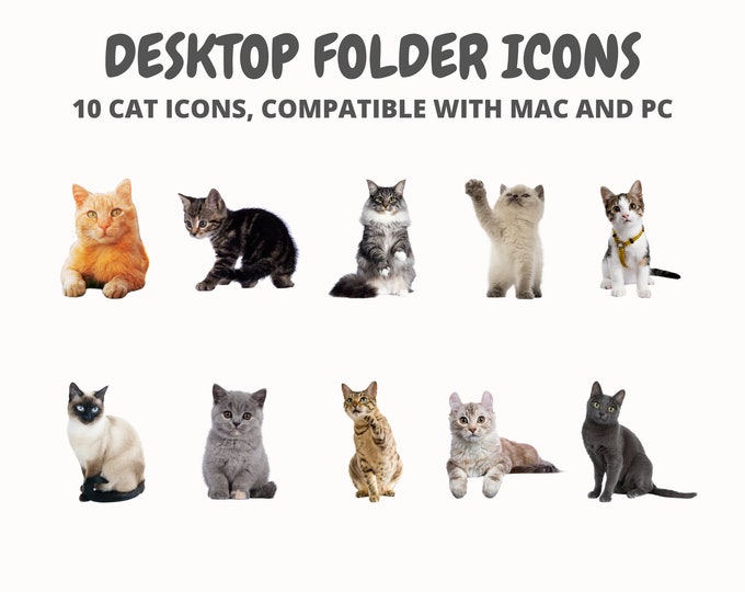 Cat Doodle Theme Computer Desktop Icon Folder Pack for Mac & Windows ...