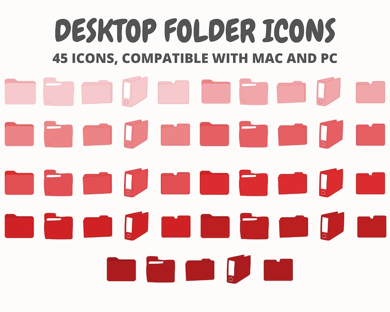 Pink Red Desktop Folder Icon for Mac and Windows, Mac Desktop Folder ...