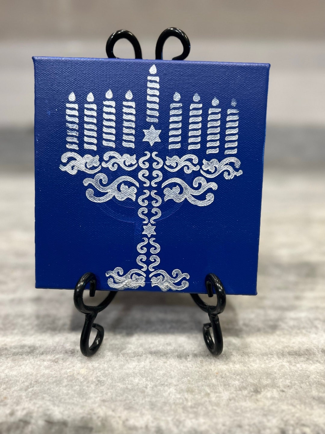 Menorah - 6 X 6 Stretched Gallery Canvas Acrylic Painting ...