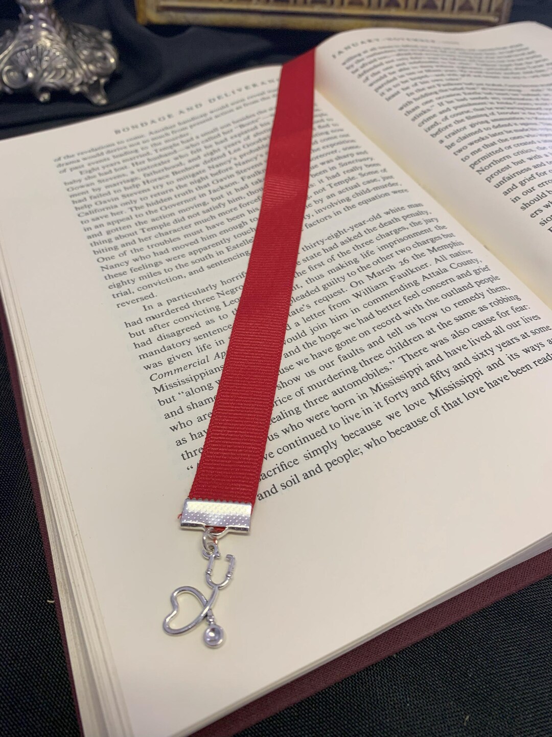 9" Red Ribbon Bookmark With Nurse Cap and Stethoscope - Etsy
