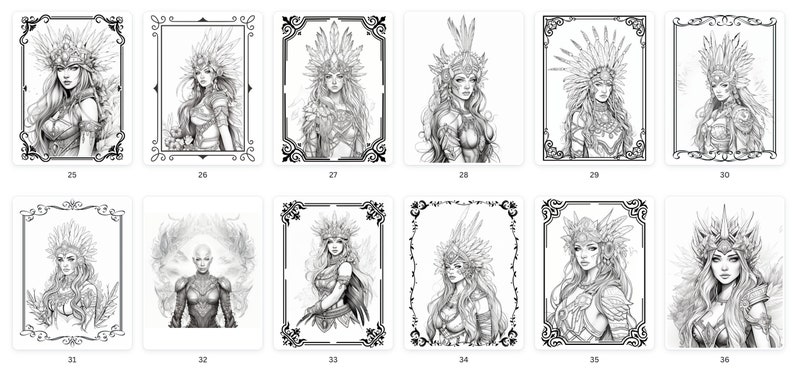 Battle Ready Female Warrior Coloring Pages - Etsy