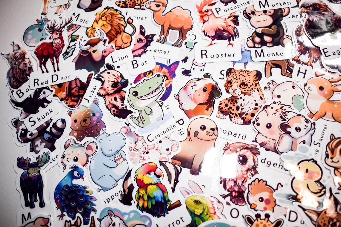 Name Labeled Animal Stickers Wordle Baby Gifts Neighbor - Etsy