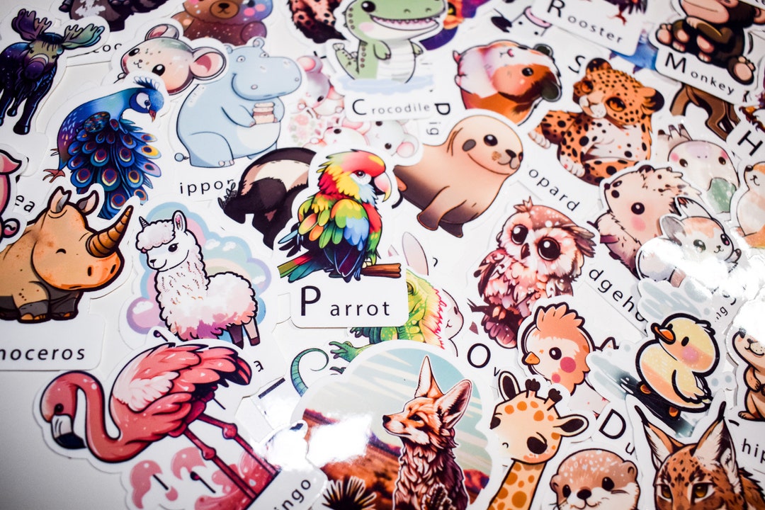 Name Labeled Animal Stickers Wordle Baby Gifts Neighbor - Etsy