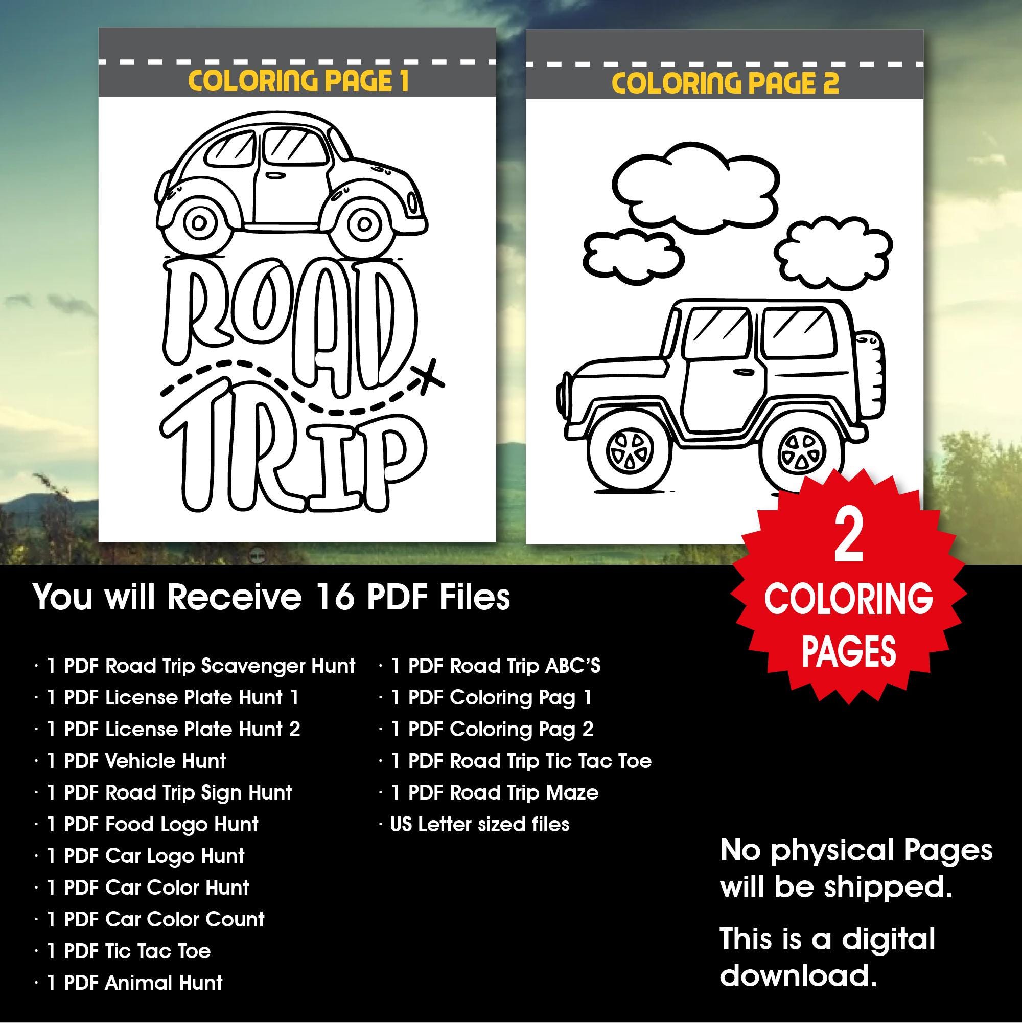 16 Road Trip Printable Games Bundle, 10 Road Trip Scavenger Hunts ...