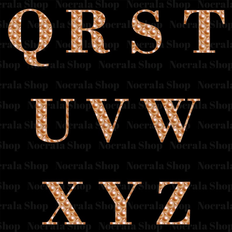 Copper Pearl Alphabet Clipart, Letters PNG Clipart, Pearl Monogram ...