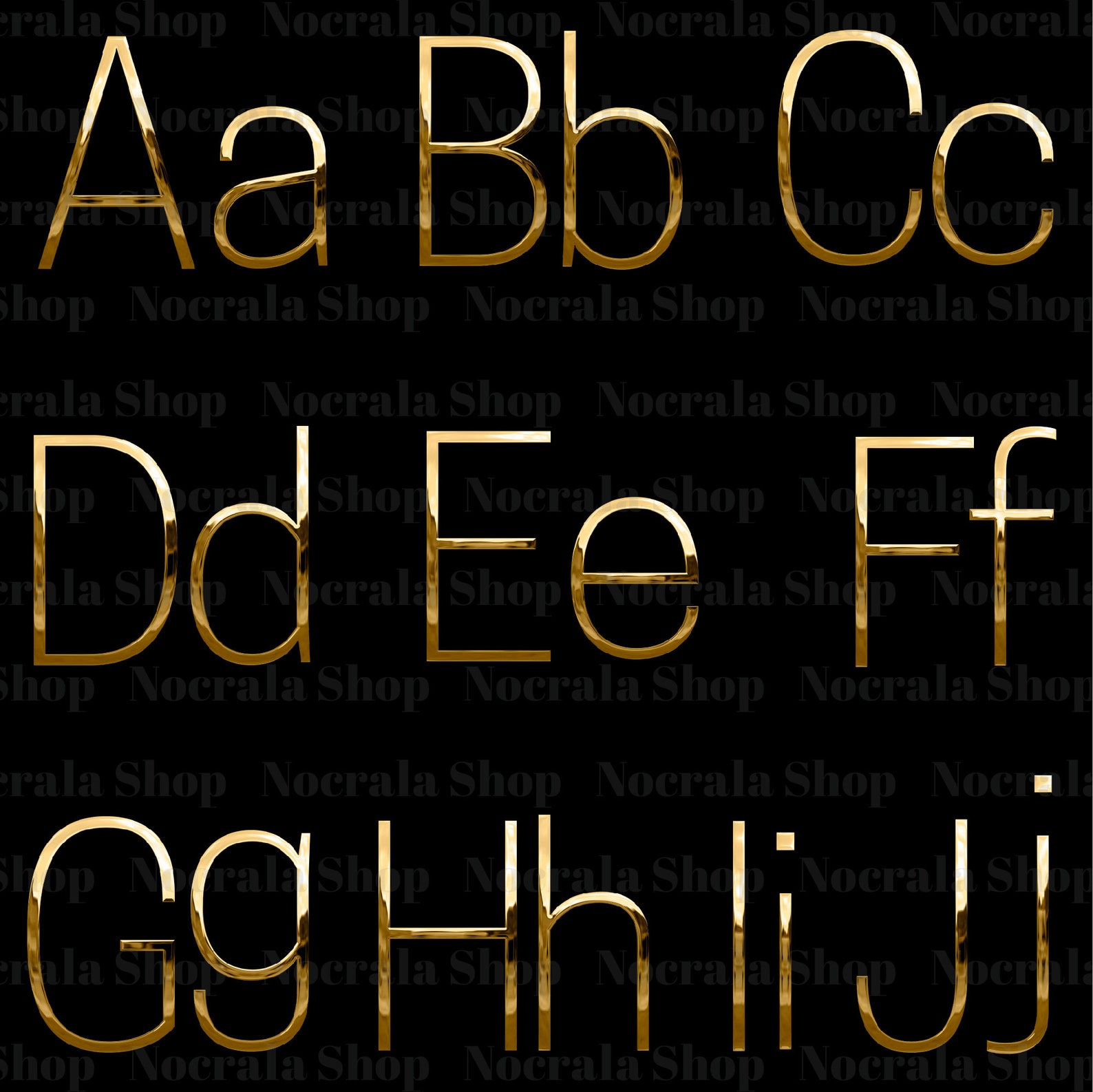 Gold Chrome Alphabet Clipart, High Shine Letters (PNG Digital Download ...