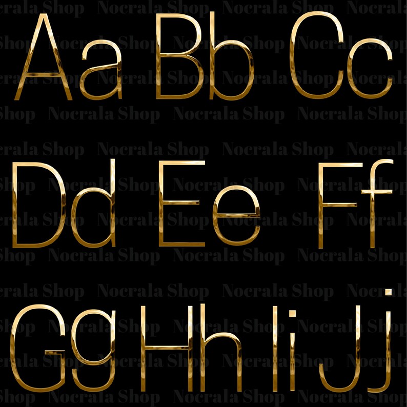 Gold Chrome Thin Alphabet Clipart, PNG Clip Art, Gold Chrome Thin Letters, High Shine Digital ...
